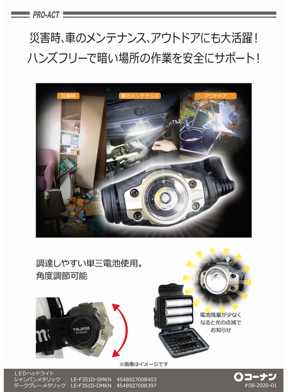 PROACT LEDヘッドライト LE－F351D－DMKN(ダークグレーメタリック): 家電・照明|ホームセンターコーナンの通販サイト